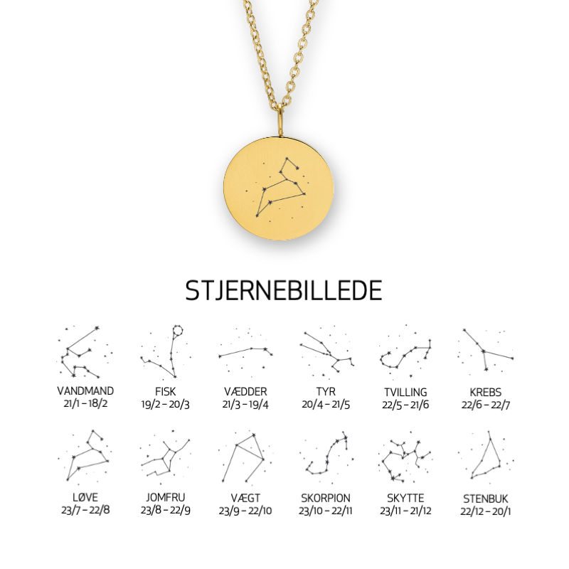 Halskæde med stjernetegn i enkelt design - byRavn.dk